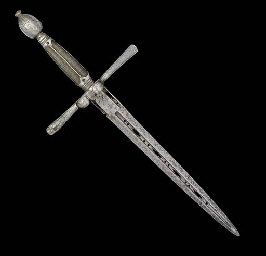 EARLY COMPOSITE HAND AND A HALF CLAMSHELL GUARD SWORD WITH BLADE MARKED ...