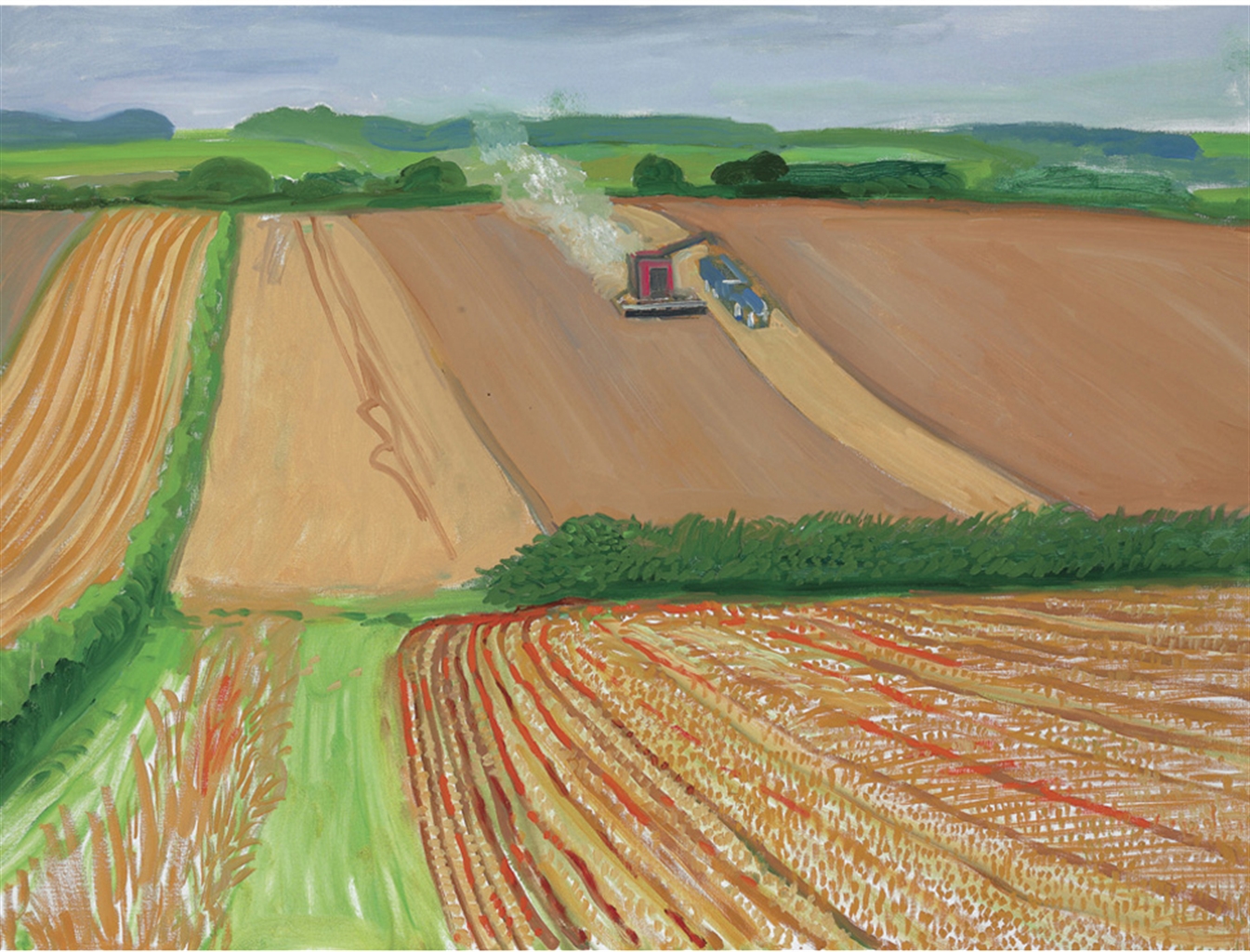 David Hockney | 2006. | Harvesting near the Road to THwing August 06 ...