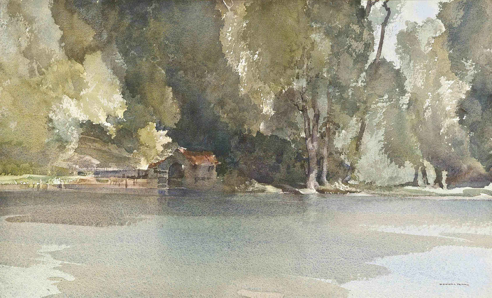 William russell, Watercolor tree, Flint