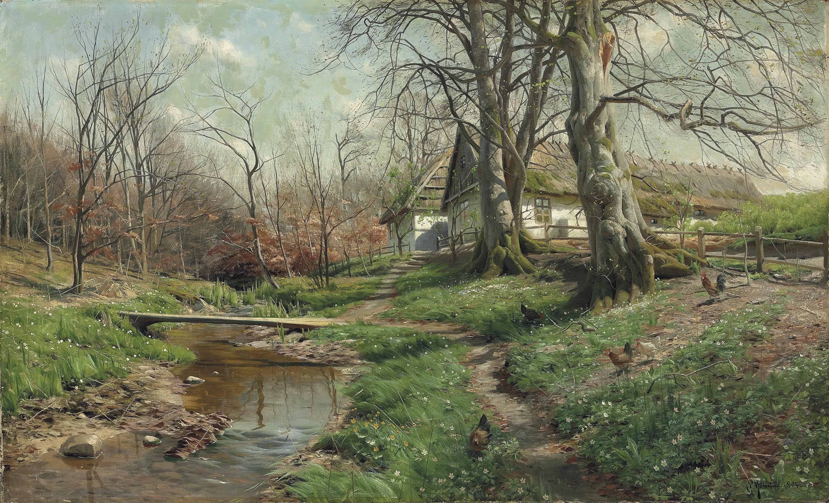 Peder Mørk Mønsted – private collection. Farmstead by a River (1904 ...