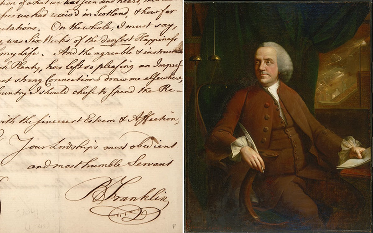 FRANKLIN, Benjamin (1706-1790). Autograph letter signed ("B. Franklin ...